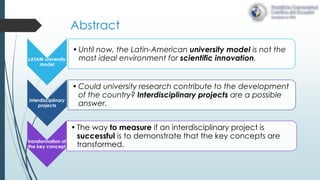 Model for tracking university interdisciplinary projects | PPSX