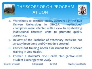 University Network Initiatives on One Health (Ecosystems, People and ...
