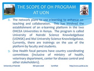 University Network Initiatives on One Health (Ecosystems, People and ...