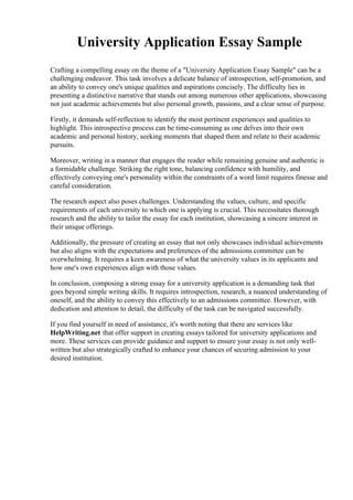 University Application Essay Sample.pdf | Undergraduate Education ...