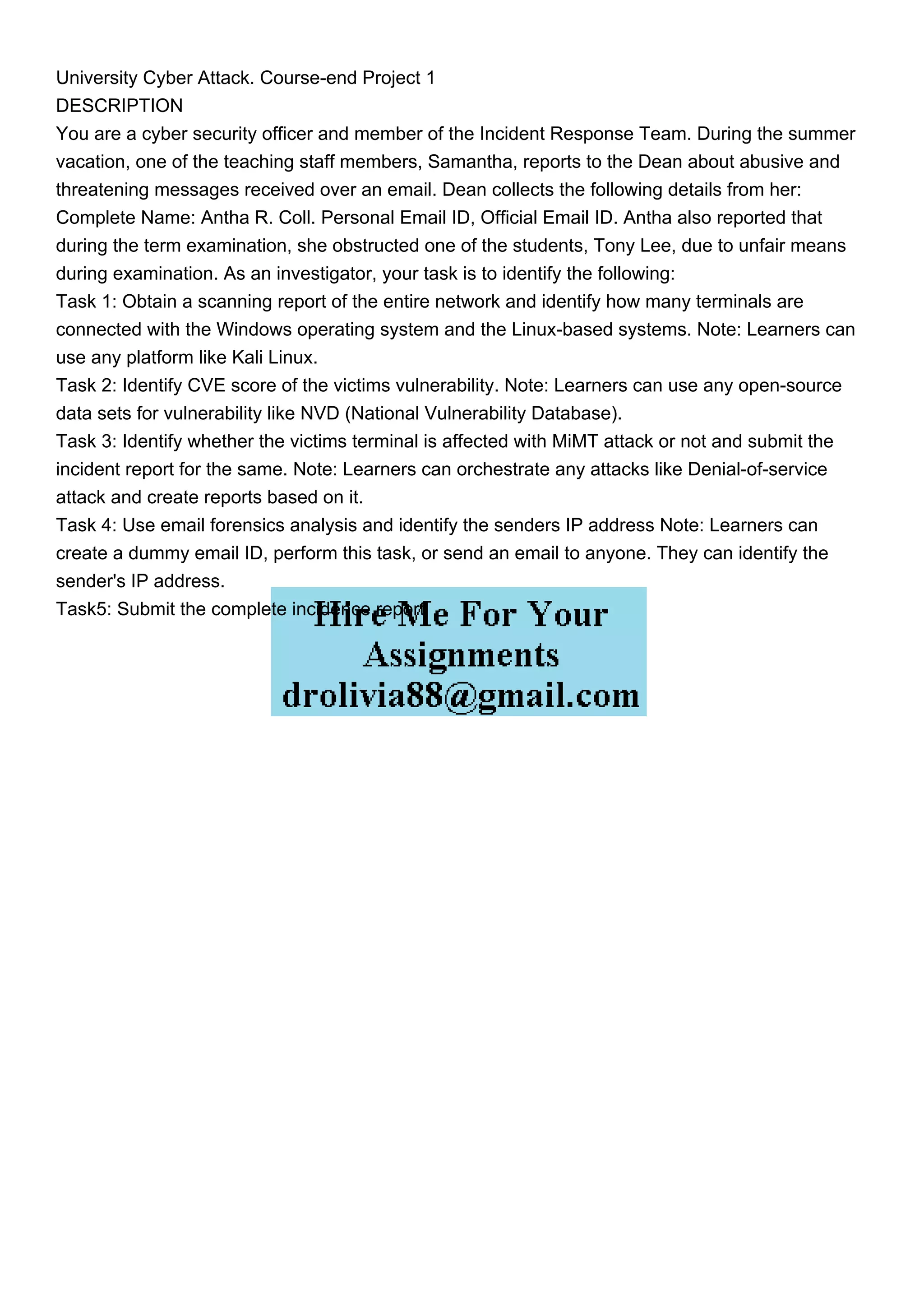 University Cyber Attack Courseend Project 1 DESCRIPTION Yo.pdf