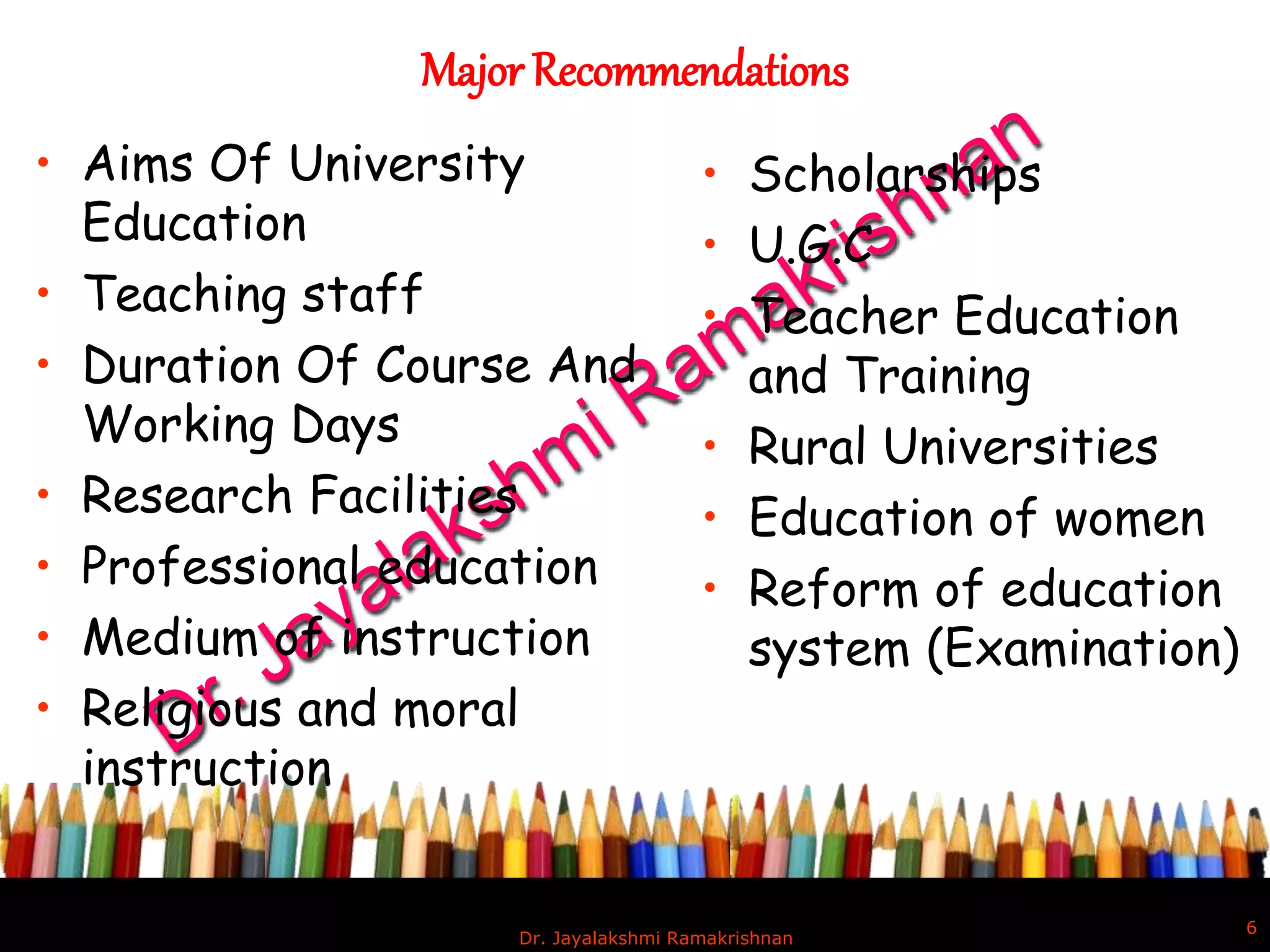 University Education Commission (Radhakrishnan Commission)-1948 1949 | PPT