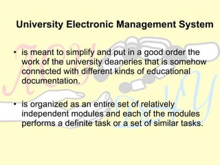 University electronic management system | PPT