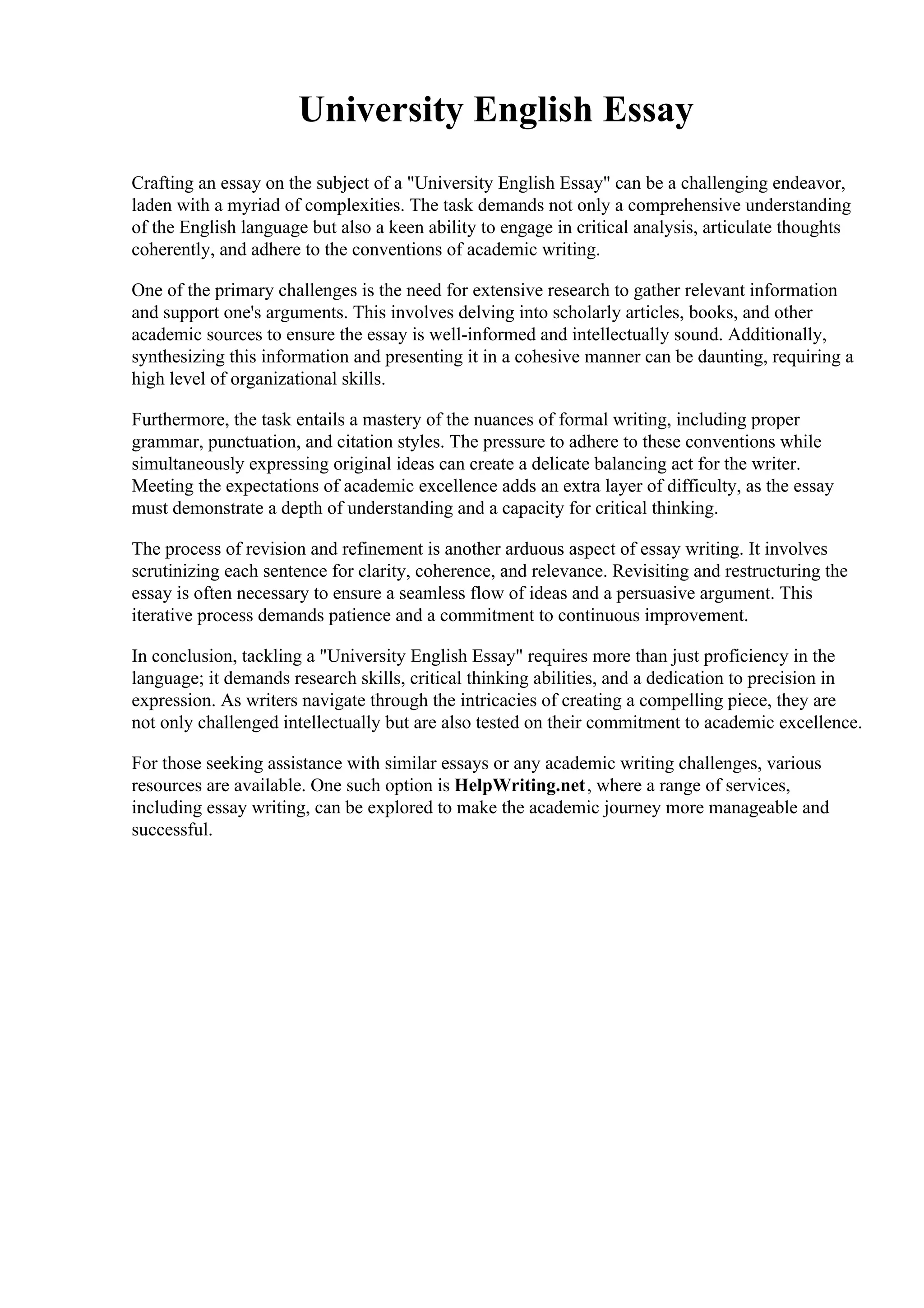 University English Essay | PDF