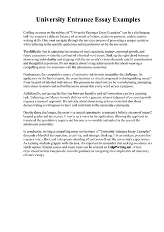 University Entrance Essay Examples.pdf | Undergraduate Education ...