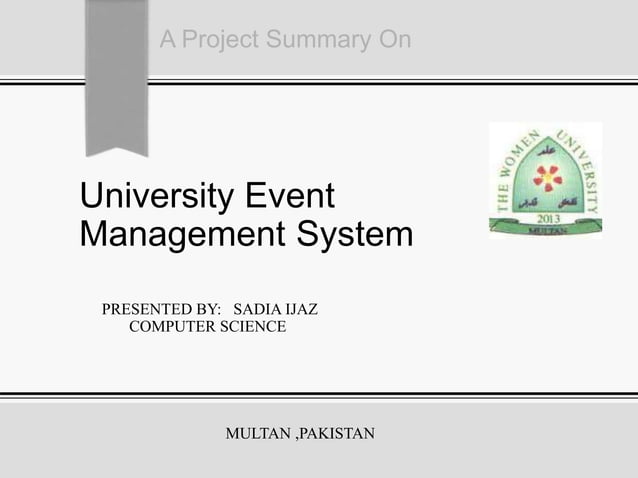 University Event Management System | PPTX | Computer Software and Applications | Computing