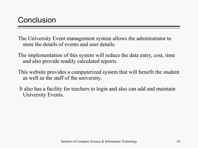 University Event Management System | PPTX | Computer Software and Applications | Computing