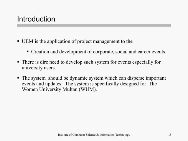University Event Management System | PPTX | Computer Software and Applications | Computing