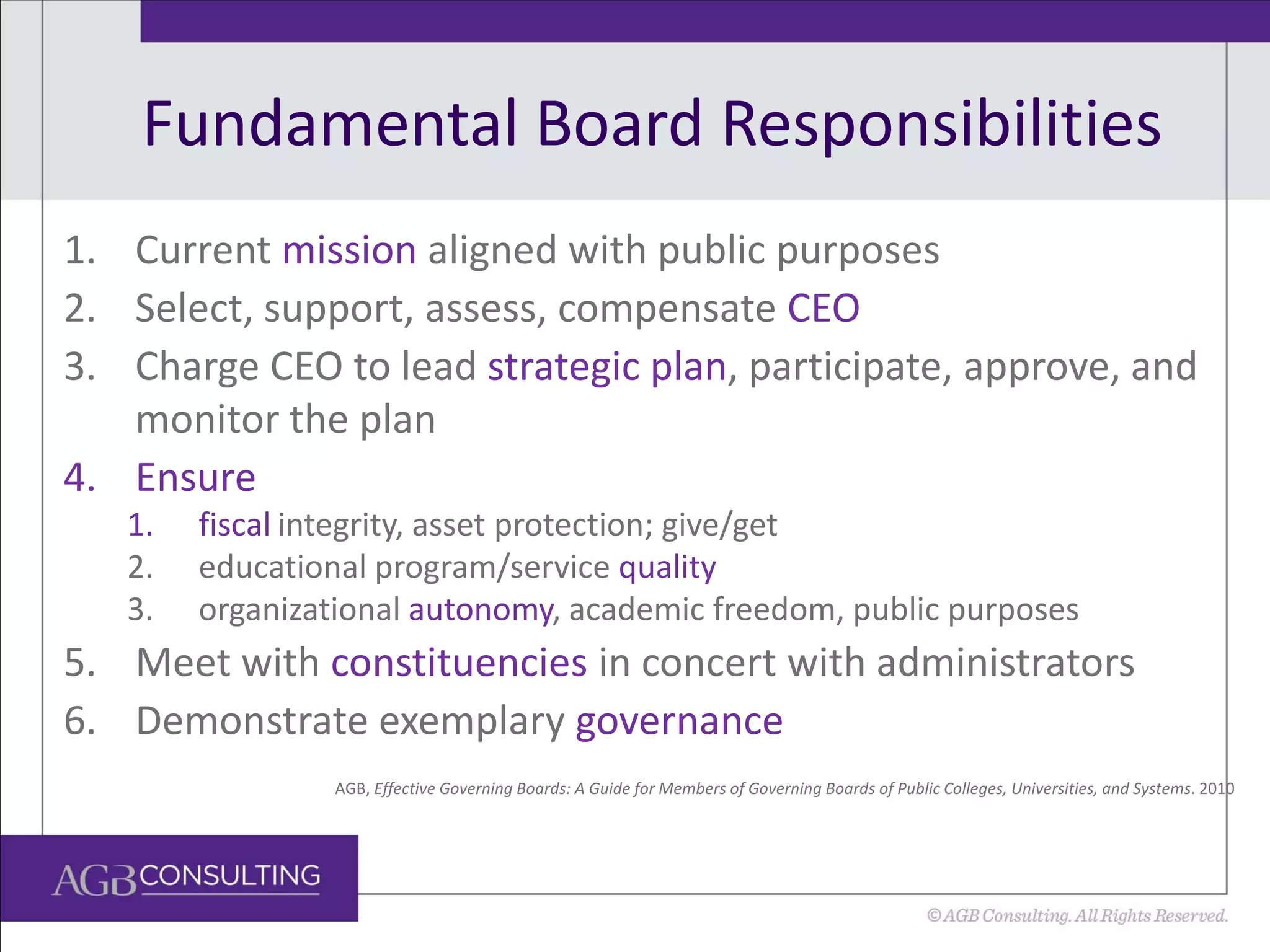 University governing board roles and responsibilities | PDF