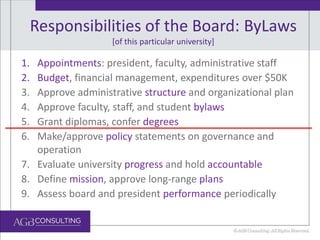University governing board roles and responsibilities | PDF