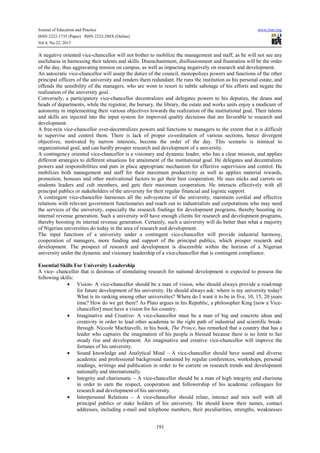 University leadership and management of research for national ...