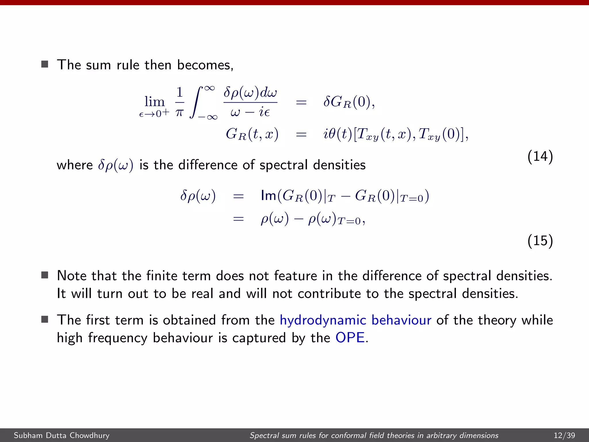 Spectral sum rules for conformal field theories | PPT