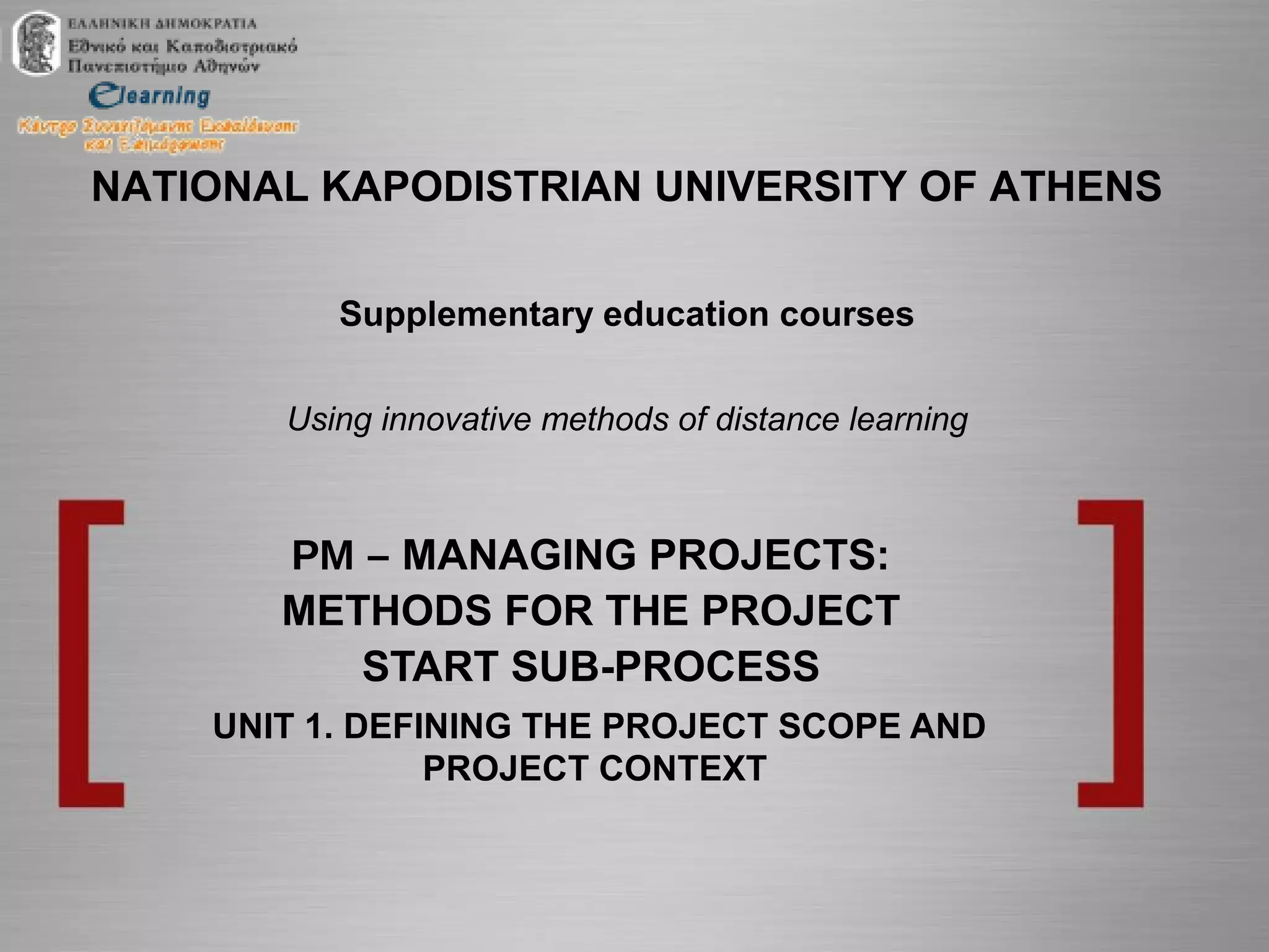 University of Athens - Advanced project management sample presentation ...
