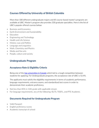 Admissions Process for the University of British Columbia for 2023 | PDF