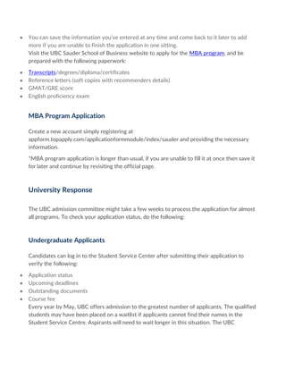 Admissions Process for the University of British Columbia for 2023 | PDF