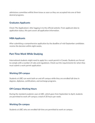 Admissions Process for the University of British Columbia for 2023 | PDF