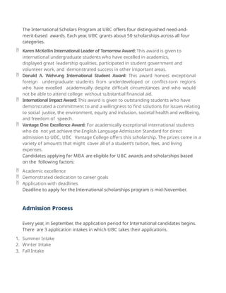 Admissions Process for the University of British Columbia for 2023 | PDF