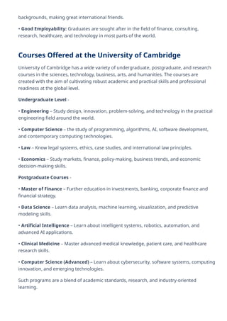 University of Cambridge | Courses, Admissions & Fees Guide | PDF