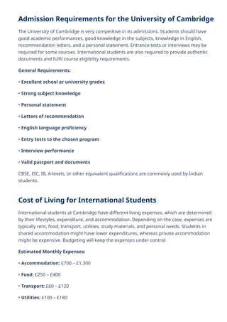 University of Cambridge | Courses, Admissions & Fees Guide | PDF