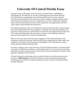 University Of Central Florida Essay. University of florida application ...