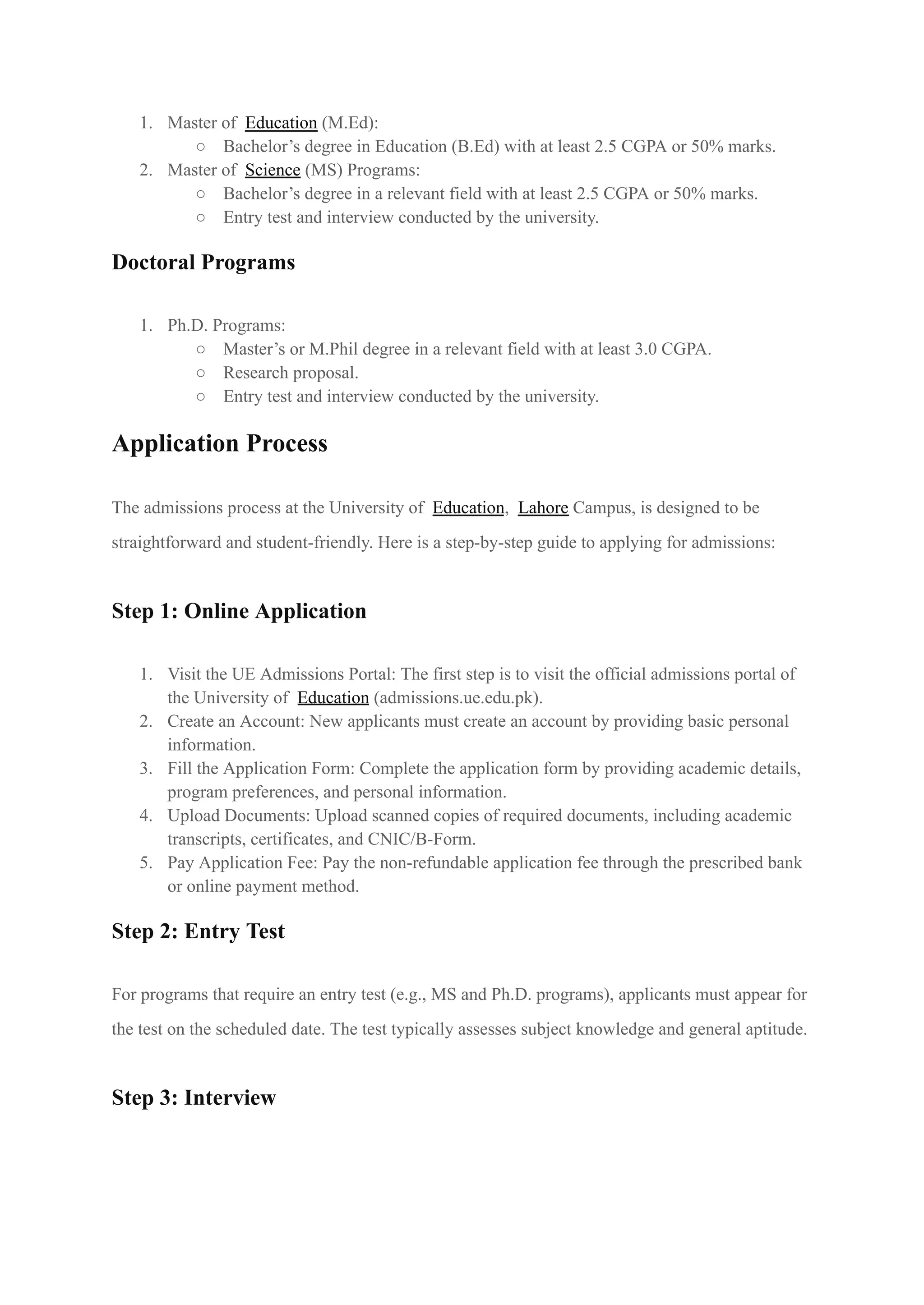 University of Education Lahore Campus Admissions Guide.pdf | Free Download
