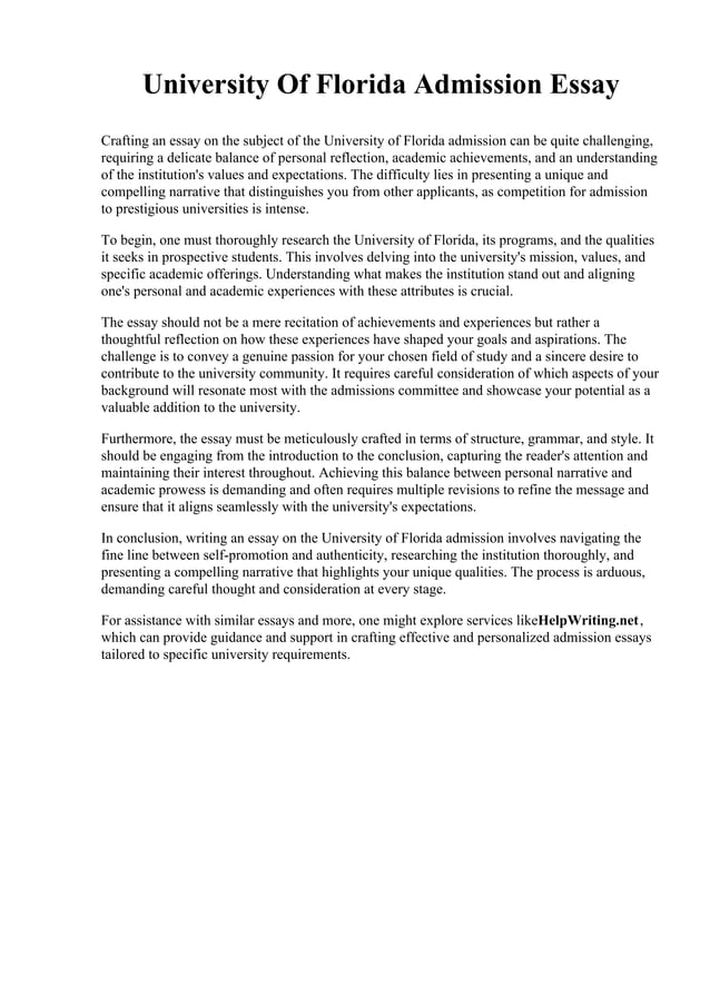 University Of Florida Admission Essay | PDF | Undergraduate Education ...