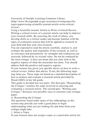 University of Guelph, Learning Commons Library (httpwww.lib.uog.docx