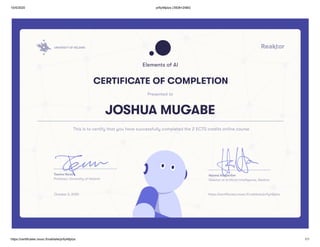University of helsinki elements of ai course certificate | PPT