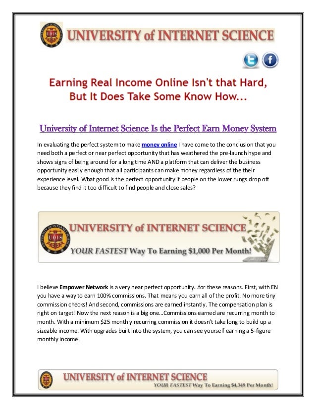 University of Internet Science is the Perfect Earn Money System