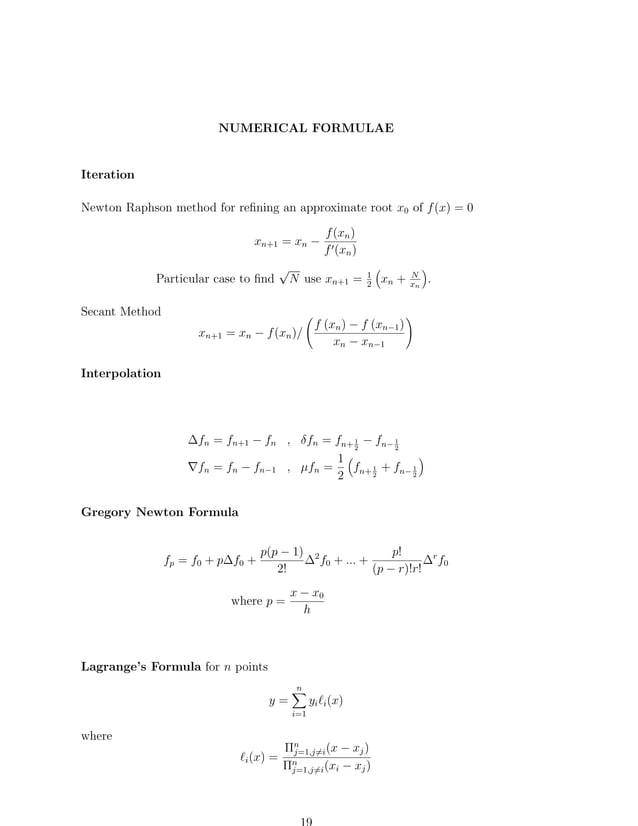 University of manchester mathematical formula tables | PDF | Physics | Science