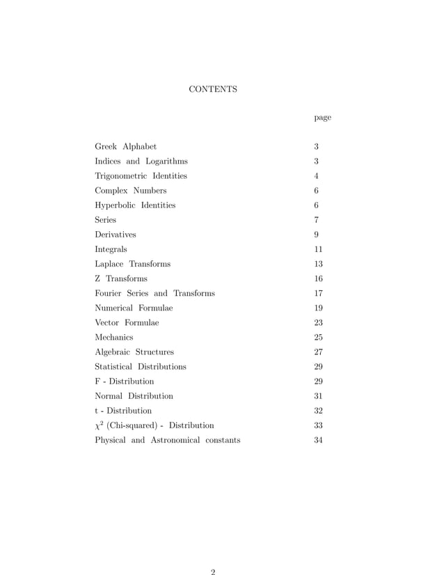 University of manchester mathematical formula tables | PDF | Physics ...