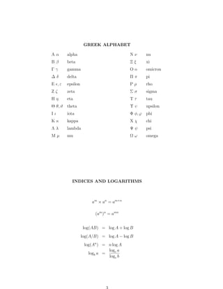 University of manchester mathematical formula tables | PDF