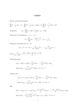University of manchester mathematical formula tables | PDF
