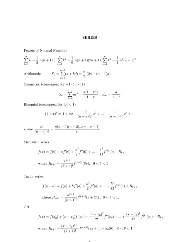 University of manchester mathematical formula tables | PDF | Physics | Science