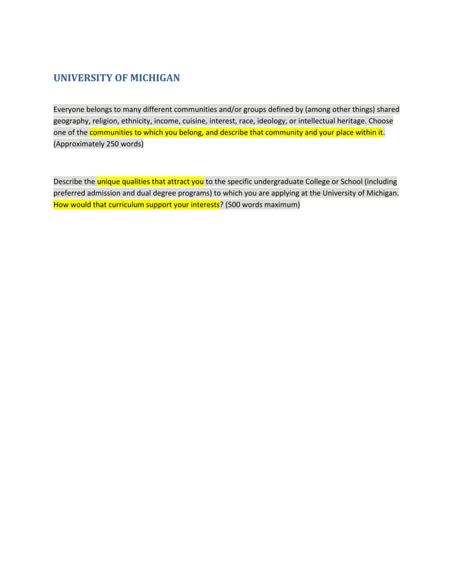University of michigan essays | PDF