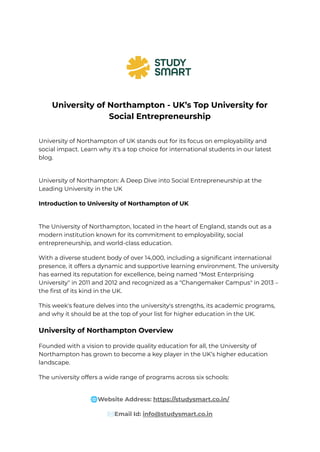 Study in University of Northampton in UK | PDF