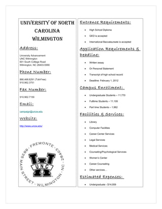 University of north carolina wilmington kensley | PDF