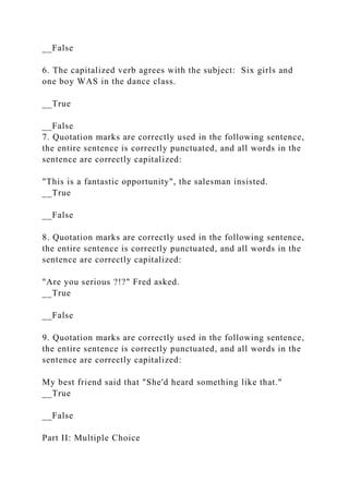 University of Phoenix MaterialFinal Grammar TestPart I True.docx