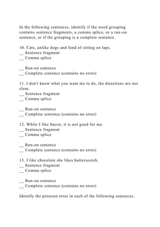 University of Phoenix MaterialFinal Grammar TestPart I True.docx
