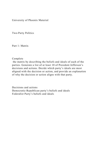 University of Phoenix MaterialTwo-Party Politics P.docx