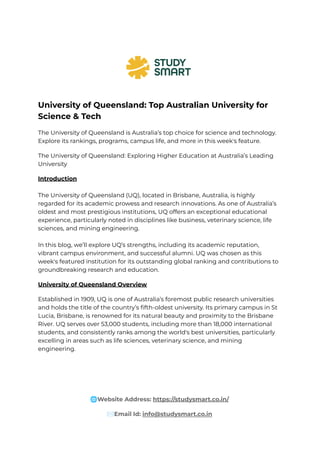 Study Destination University of Queenland | PDF