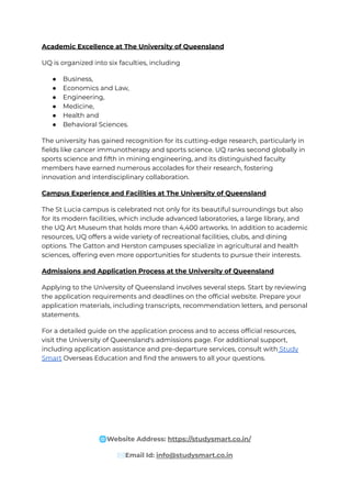 Study Destination University of Queenland | PDF