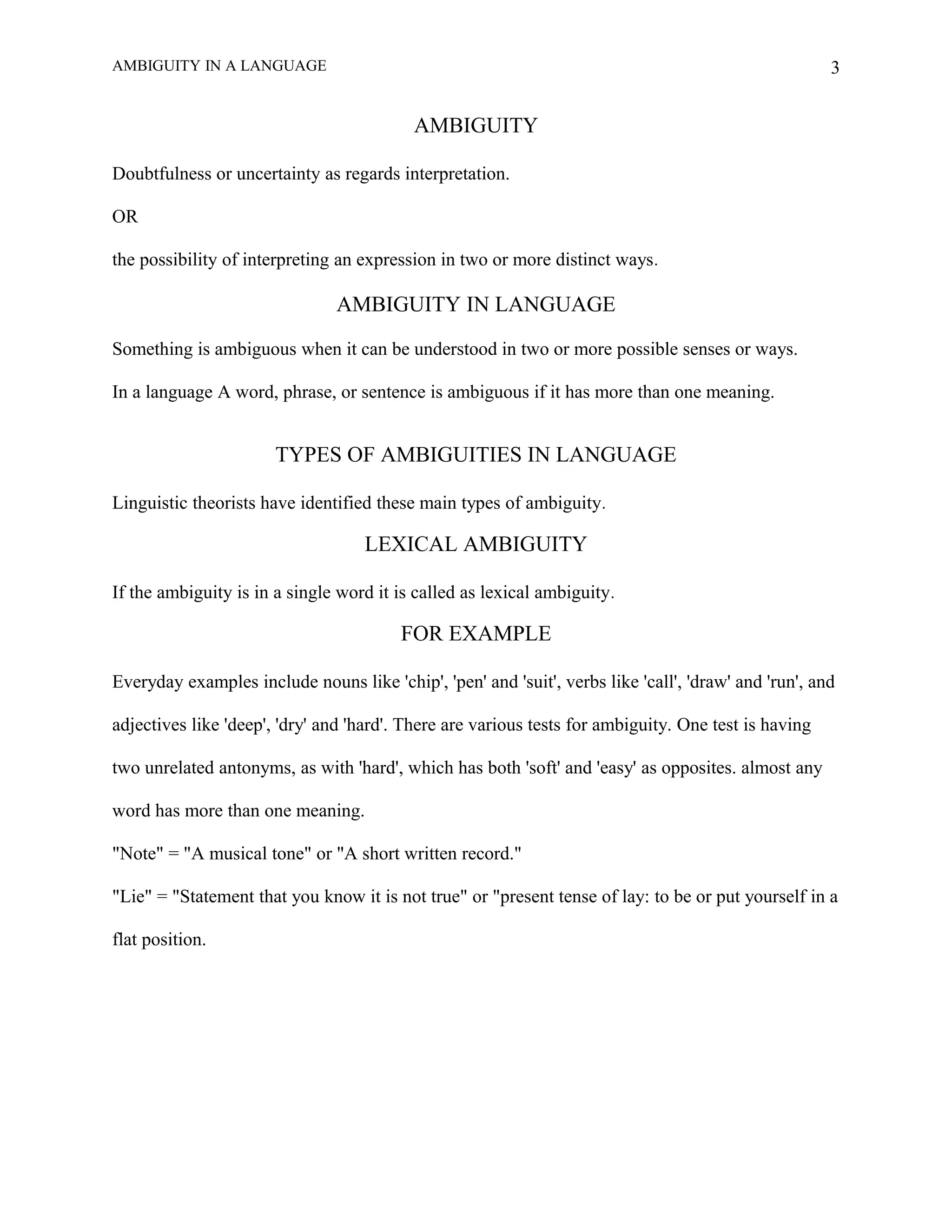 AMBIGUITY IN A LANGUAGE | DOC