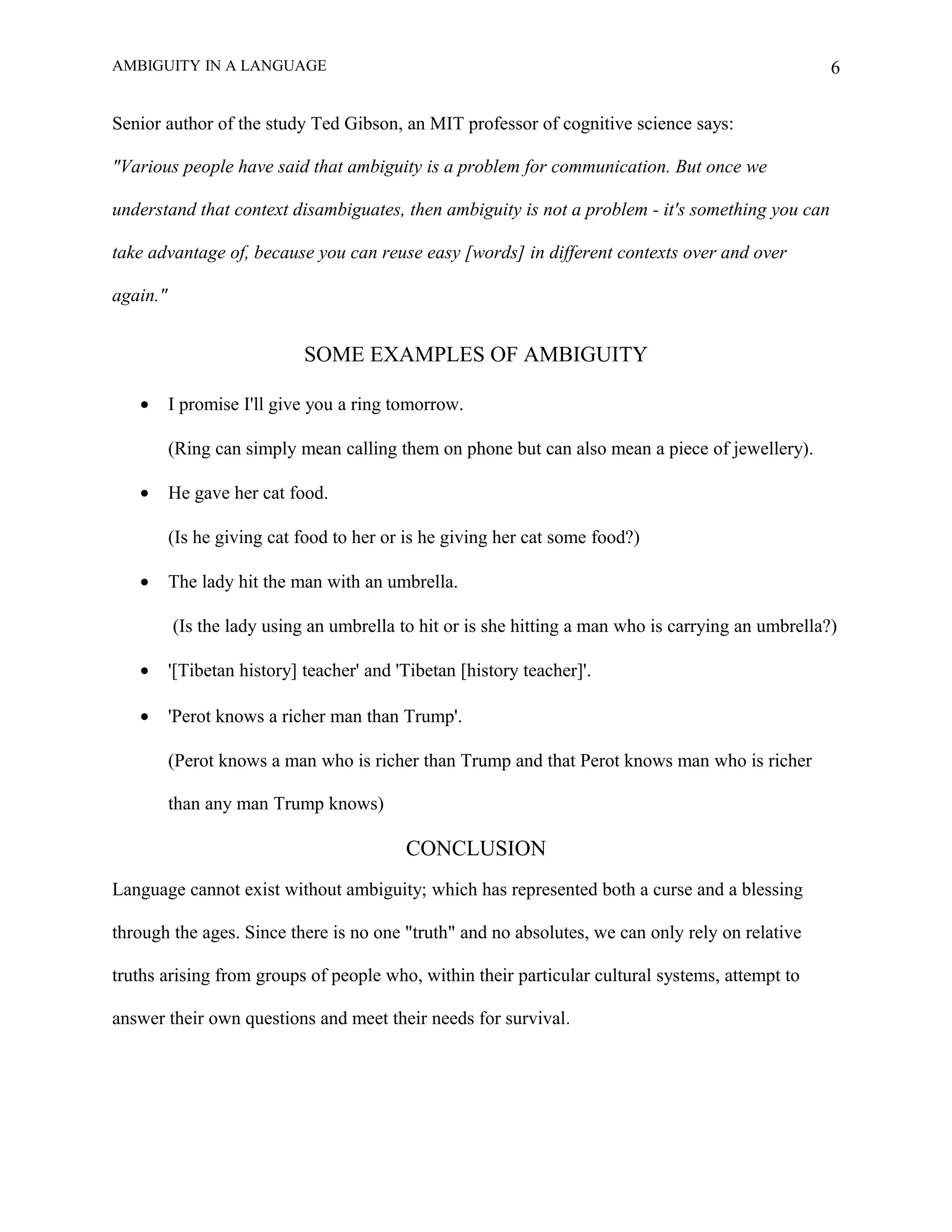 AMBIGUITY IN A LANGUAGE | DOC