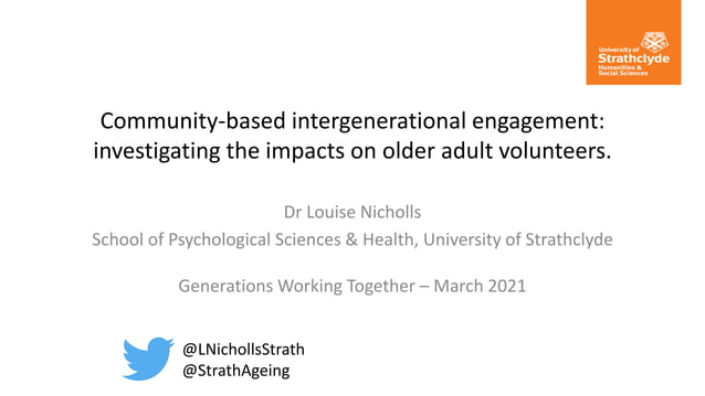 Community based intergenerational engagement - University of Strathclyde | PPTX | Eldercare ...