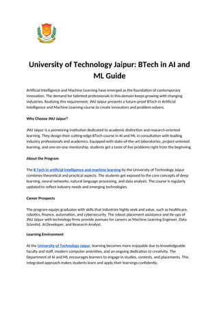University of Technology Jaipur BTech in AI and ML Guide.docx