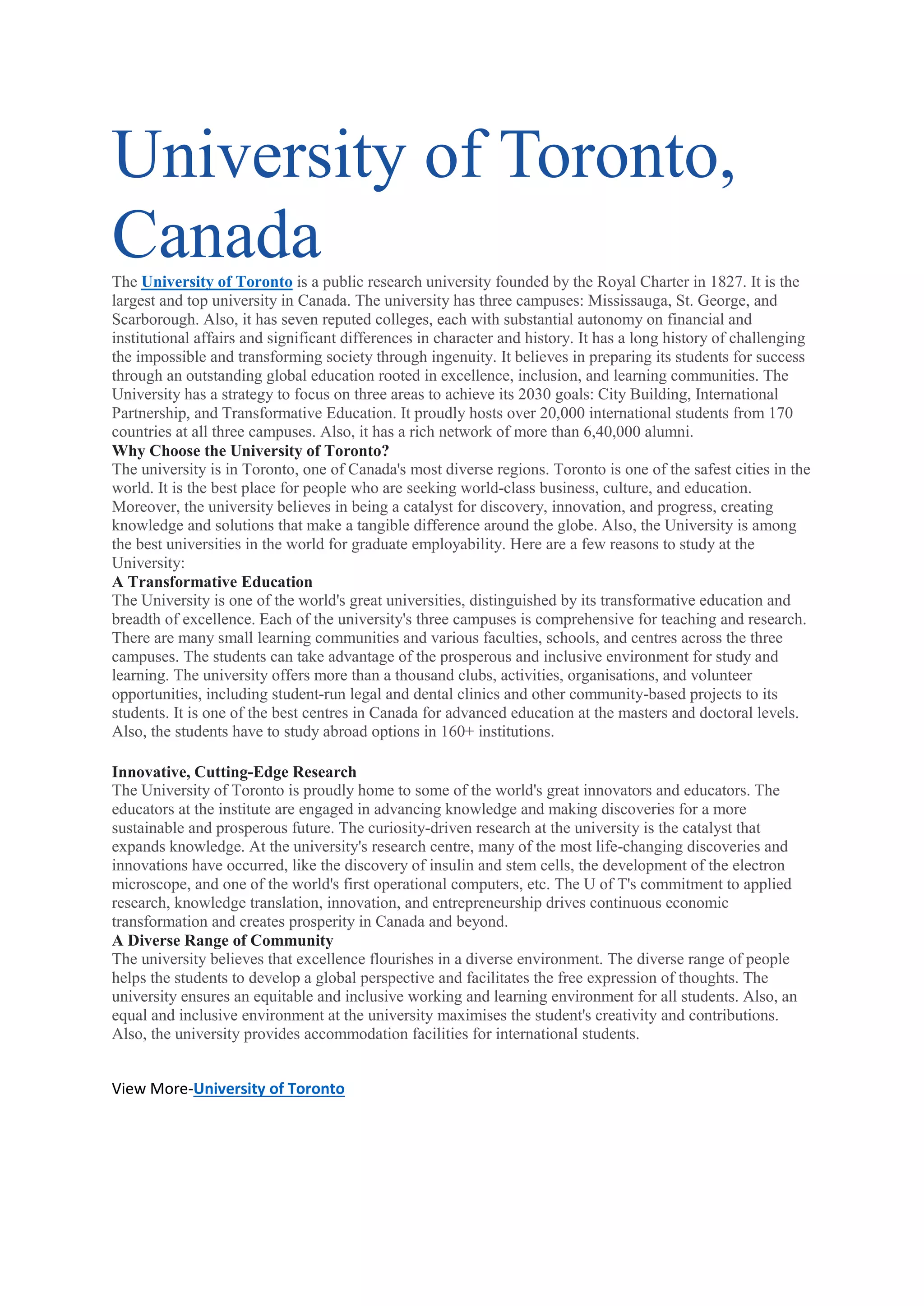 University of Toronto, Canada | DOCX