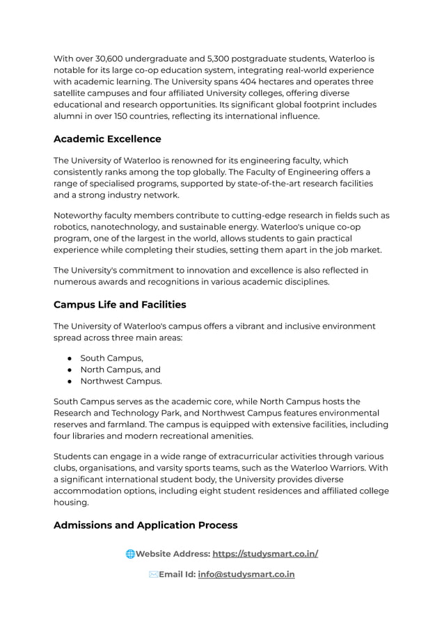 Study Destination University of Waterloo | PDF