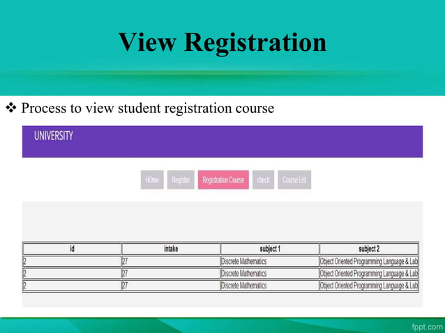 University online course registration system | PPTX