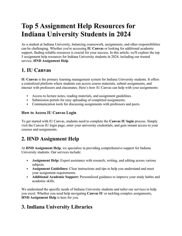 Top 5 Assignment Help Resources for Indiana University Students in 2024 ...